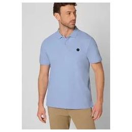 Poloshirt Street One MEN, Damen, Gr. L (42), beach blau, Web, 95% Baumwolle, 5% Elasthan, unifarben, comfort fit normal, hoch geschlossener Ausschnitt, normaler Saum, Shirts, aus Baumwolle mit Stretchante