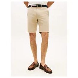 Shorts Tommy Hilfiger "DENTON 9.5 INC ESS TWILL W/ BELT", Herren, Gr. 32, N-Gr, sandalwood, Web, Obermaterial: 97% Baumwolle, 3% Elasthan, slim fit kniefrei, Hosen Shorts, mit abnehmbaren G&uuml;rtel, slim fit