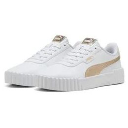 Sneaker Puma "CARINA 3.0 METALLIC WHISPER", Herren, Gr. 37,5, Puma wei&szlig;, Puma gold, Synthetik, unifarben, Schuhe Sneaker, sportlicher Stil, leicht profilierte Gummi-Laufsohle