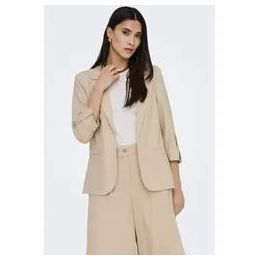 Kurzblazer Only "ONLGOA 3/4 UNLINE LINEN BL BLAZER CC TLR", Damen, Gr. 34, oxford tan, Web, Obermaterial: 70% Viskose, 30% Leinen, unifarben, loose fit normal, V-Ausschnitt, Blazer Kurzblazer, mit Leinen