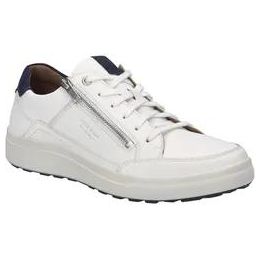 Sneaker Josef Seibel "Maddox 07", Herren, Gr. 46, wei&szlig;, Leder, kontrastfarbene Details, Schuhe Sneaker, Komfortschuh, Schn&uuml;rschuh, Freizeitschuh mit Rei&szlig;verschluss, G-Weite