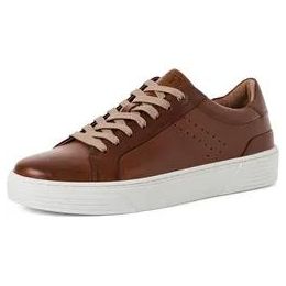 Sneaker Marco Tozzi, Herren, Gr. 43, cognac, Leder, unifarben, Schuhe Sneaker, Schn&uuml;rschuh, Halbschuh, Freizeitschuh mit seitlichem Lochmuster