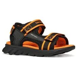 Sandale Geox "J SANDAL AIRADYUM BO", M&auml;dchen, Gr. 32, schwarz, orange, Lederimitat, Textil, Schuhe Sandale, Klettschuh, Freizeitschuh mit Gr&ouml;&szlig;enschablone zum Download