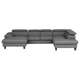 Wohnlandschaft Home Affaire "Pilot U-Form", fango, B:331cm T:108cm, Sofas, Wohnlandschaft, mit Kopfteilverstellung, wahlweise mit Bettfunktion & Bettkasten