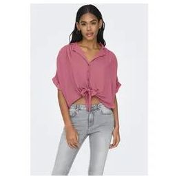 Kurzarmbluse Only "ONLPAULA LIFE S/S TIE SHIRT WVN NOOS", Damen, Gr. XL, heather rose, Web, Obermaterial: 100% Viskose, unifarben, regular fit normal, V-Ausschnitt, Blusen, Viskose, regular fit