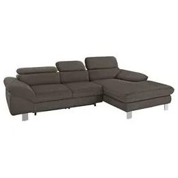 Ecksofa COTTA "Driver L-Form", espresso, B:268cm H:73cm T:169cm, Struktur (100% Polyester);Chenille (90% Polyester, 10% Polyamid), Sofas, Ecksofa, mit Kopfteilverstellung, wahlweise mit Bettfunktion & Bettkasten