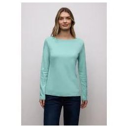 Langarmshirt Street One, Damen, Gr. 38, misty mint, Web, 50% Baumwolle, 50% Modal, unifarben, normal normal, U-Boot-Ausschnitt, abgesteppt, Shirts Langarmshirt, mit U-Boot-Ausschnitt