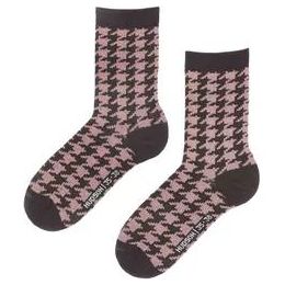 Socken Hudson "Socke Check", Damen, Gr. 39-42, braun (earthy braun 0972), Obermaterial: 69% Baumwolle CO. 25% Polyamid PA. 5% metallisierte Fasern MTF. 1% Elasthan EL., Socken Socken