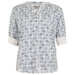 3/4-Arm-Shirt STOOKER WOMEN "MARIE Print Shirt Bluse 3/4-Arm", Damen, Gr. 44/46, blau ikat aop, Jersey, 100% Baumwolle, regular fit, V-Ausschnitt, Shirts 3/4-Arm-Shirt, Regular Fit Shirt Bluse Baumwolle Shirt Knopfleiste f&uuml;r Damen