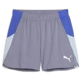 Sporthose Puma "individualBLAZE Fu&szlig;ballshorts Damen", Damen, Gr. M, Normalgr&ouml;&szlig;en, gray sky wei&szlig; royal sapphire blau, Obermaterial: 100% Polyester. Taschenfutter: 100% Polyester. Einsatz: 100% Polyester, unifarben, regular fit, Hosen Sporthose