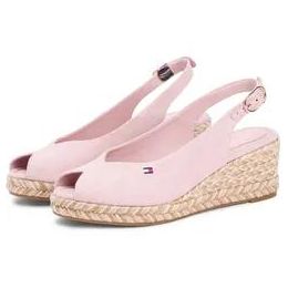 Keilsandalette Tommy Hilfiger "MID WEDGE ESPAD SLINGBACK SPECK", Damen, Gr. 41, rose, Textil, unifarben, Schuhe, Sommerschuh, Riemchensandale mit verstellbarem Riemchen