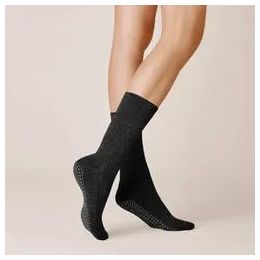 Socken Kunert "Socke Homesocks ABS", Damen, Gr. 39-42, schwarz (schwarz 0070), Obermaterial: 75% Schurwolle WV. 23% Polyamid PA. 2% Elasthan EL., Socken Socken