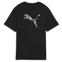 T-Shirt Puma "Essentials Graphics Animal T-Shirt M&auml;dchen", Jungen, Gr. 164, schwarz, Obermaterial: 100% Baumwolle. Rippe: 20% Polyester, 80% Baumwolle. Kn&ouml;chelsocke: 80% Baumwolle, 20% Polyester, bedruckt, relaxed fit, Rundhals, Shirts T-Shirt