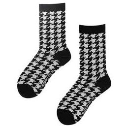Socken Hudson "Socke Check", Damen, Gr. 35-38, schwarz (schwarz 0005), Obermaterial: 69% Baumwolle CO. 25% Polyamid PA. 5% metallisierte Fasern MTF. 1% Elasthan EL., Socken Socken