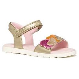 Sandale Geox "J SANDAL JOYFOOT GIR", M&auml;dchen, Gr. 30, goldfarben, pink, Lederimitat, Schuhe Sandale, Sandale mit Fersenriemen, Gr&ouml;&szlig;enschablone zum Download