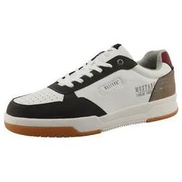 Sneaker Mustang SHOES "Ruggero", Herren, Gr. 43, wei&szlig; kombiniert, Lederimitat, Schuhe Sneaker, Freizeitschuh, Halbschuh, Schn&uuml;rschuh mit modischen Kontrastbes&auml;tzen