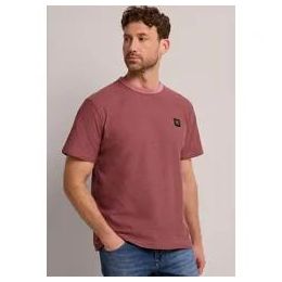 T-Shirt Street One MEN, Damen, Gr. L (42), sunrise rot, Web, 95% Baumwolle, 5% Elasthan, gestreift, normal normal, Rundhals, abgesteppt, Shirts T-Shirt, im soften Baumwoll-Mix