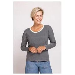 Langarmshirt Zhrill "ZHRAHEL LS", Damen, Gr. XL, sanftes wei&szlig;, Single Jersey, Obermaterial: 67% Leinen, 33% Baumwolle, geringelt, k&ouml;rpernah h&uuml;ftbedeckend, Rundhals, abgesteppte Kante, Shirts Langarmshirt, aus Leinen und in Ringel-Optik