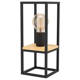 Eglo Tischleuchte "LIBERTAD Tischlampe, Stahl und Holz, E27, IP20, Nachttischlampe, Lampe", braun (schwarz, braun), H: 35cm, 1 Stk., Leuchten, Tischlampe, Tischleuchte, Nachttischlampe, Holz, Schalter, E27, Tischleuchte
