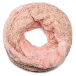 Strickschal styleBREAKER "Feinstrick Loop mit Flecht Muster und Teddyfleece", Damen, rosa (altrose), Obermaterial: 100% Viskose CV., Modisch, Modet&uuml;cher