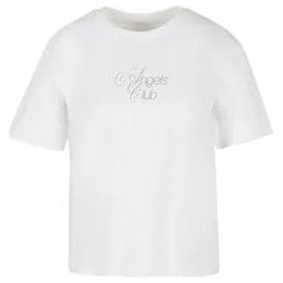 T-Shirt MISS TEE "Miss Tee Angels Club Tee", Damen, Gr. XS, wei&szlig;, 100% Baumwolle, bedruckt, oversize, Rundhals, Shirts T-Shirt