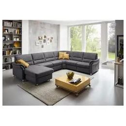 Wohnlandschaft DIE PLANBAR "ZE-EM16033 U-Form, Breite 330 cm", mammut grau, B:330cm T:262cm, 100% Polyester, Sofas, Wohnlandschaft, wahlweise mit Kopfst&uuml;tzen und Bettfunktion