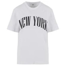 T-Shirt MISS TEE "Miss Tee New York City Wording Tee", Damen, Gr. S, wei&szlig;, 100% Baumwolle, bedruckt, oversize, Rundhals, Shirts T-Shirt