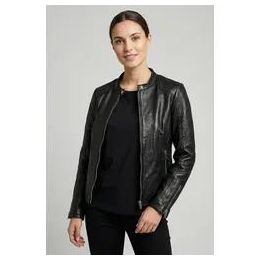 Lederjacke Mauritius "MWClee", Damen, Gr. 4XL (50), schwarz, Obermaterial: 100% Schafsleder. Futter: 100% Baumwolle. &Auml;rmelfutter: 100% Polyester, unifarben, slim fit h&uuml;ftlang, mit Rei&szlig;verschluss, Jacken, Bikerjacke mit Nietenbesatz, Slim Fit