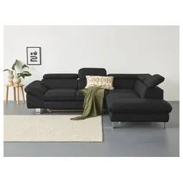 Ecksofa COTTA "Driver L-Form", charcoal, B:268cm H:73cm T:214cm, Kunstleder SOFTLUX;LEDER BEEFY (ein abgedecktes Spalt-Rindsleder) im Sitz und R&uuml;cken (Korpus in Kunstleder);Luxus-Kunstleder;Leder Pampas (echtes Rindsleder) im Sitz und R&uuml;cken (R&uuml;ckseite mit Spannstoff bezogen), Sofas, Ecksofa, mit Kopfteilverstellung, wahlweise mit Bettfunktion & Bettkasten