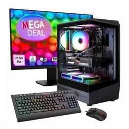 GAMEMAX Gaming-PC-Komplettsystem "MegaDeal VISTA COC AB 2768 AMD Ryzen 7 5700X 16GB 480GB SSD RTX 5060", Energieeffizienz: E (A-G), schwarz, Microsoft Windows 11 Home (64 Bit), 16 GB RAM 480 GB SSD, Computer_Komplettsysteme, Windows 11 + MSI PRO MP273A LED-Monitor, 69cm (27")