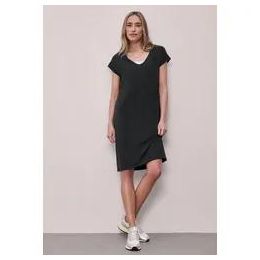 Jerseykleid Street One, Damen, Gr. 46, EURO-Gr&ouml;&szlig;en, pine grove gr&uuml;n, Jersey, 95% Viskose, 5% Elasthan, unifarben mit Farbeins&auml;tzen, normal knielang, V-Ausschnitt, B&uuml;ndchen, Kleider Jerseykleid, aus Viskose