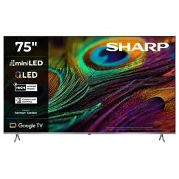 Sharp QLED Mini LED-Fernseher "4T-C75JPx", Energieeffizienz: E (A-G), silber, 75 &prime;&prime;, Fernseher
