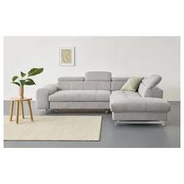 Ecksofa COTTA "Chef L-Form", elephant, B:257cm H:72cm T:206cm, Luxus-Microfaser (100% Polyester);Kunstleder Softlux;Leder Advantage (abgedecktes Spalt-Rindsleder), R&uuml;ckseite mit schwarzem Spannstoff bezogen;NaturLEDER (echtes Rindsleder), R&uuml;ckseite mit schwarzem Spannstoff bezogen, Sofas, Ecksofa, mit Kopfteilverstellung, edle Metallkufen, wahlweise mit Bettfunktion