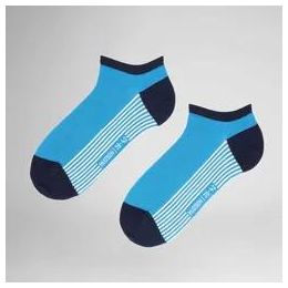 Sneakersocken Hudson "Sneaker Sporty Stripes", Herren, Gr. 39-42, blau (space blau 0961), Obermaterial: 80% Baumwolle CO. 18% Polyamid PA. 2% Elasthan EL., Socken Sneakersocken