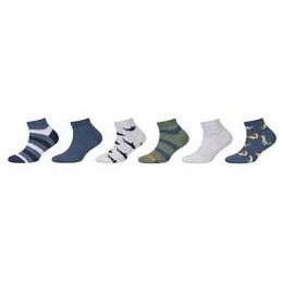 Sneakersocken s.Oliver "6er Pack", M&auml;dchen, Gr. 27-30, vintage indigo, 72% Baumwolle, 26% Polyamid, 2% Elasthan, gemustert, Socken Sneakersocken, 6er Pack Weiche Qualit&auml;t aus Bio-Baumwolle f&uuml;r hohen Tragekomfort