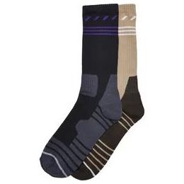 Str&uuml;mpfe Urban Classics "Urban Classics Unisex Hiking Performance Socks 2-Pack", Herren, Gr. 35-38, schwarz, unionbeige, 48% Polyester, 21% Polyamid, 17% Polyacryl, 8% Elasthan, 6% Wolle, normal, Socken Str&uuml;mpfe