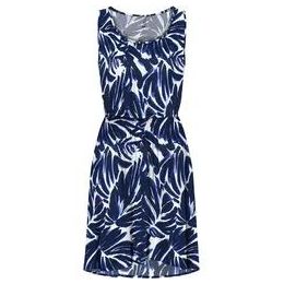 Sommerkleid Only "ONLNOVA LIFE S/L SARA DRESS", Damen, Gr. L, N-Gr, night sky aop:719 monstera, Web, Obermaterial: 100% Viskose, bedruckt, tailliert kurz, Rundhals, Kleider Sommerkleid, Viskose, regular fit, Rundhals