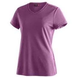 T-Shirt Maier Sports "Trudy", Damen, Gr. 44, purpurviolett, 100% Polyester, Rundhals, Shirts T-Shirt, Damen Kurzarmshirt, leichtes Sommer Funktionsshirt, V-Ausschnitt