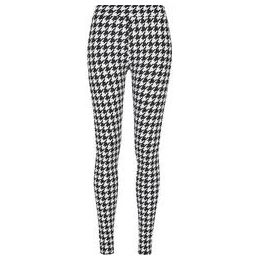 Leggings Urban Classics "Urban Classics Damen Ladies Soft AOP Leggings", Damen, Gr. XL, US-Gr&ouml;&szlig;en, schwarzhoundstooth, 85% Polyester, 15% Elasthan, skinny fit, Hosen Leggings
