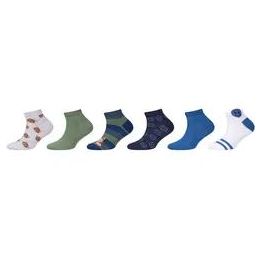 Sneakersocken s.Oliver "6er Pack", M&auml;dchen, Gr. 31-34, beaucoup blau, 72% Baumwolle, 26% Polyamid, 2% Elasthan, gemustert, Socken Sneakersocken, 6er Pack Weiche Qualit&auml;t aus Bio-Baumwolle f&uuml;r hohen Tragekomfort
