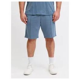Jack & Jones PlusSize Sweatshorts "JPSTKANE SOHO SWEAT SHORTS MID SN PLS", Herren, Gr. 48 (7XL), N-Gr, blau mirage, angeraute Sweatware, Obermaterial: 80% Baumwolle, 20% Polyester, JACK & JONES PLUSSIZE, bedruckt, relaxed fit, Hosen Sweatshorts, Baumwollmischung, relaxed fit