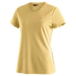 T-Shirt Maier Sports "Trudy", Damen, Gr. 40, pastellgelb, 100% Polyester, Rundhals, Shirts T-Shirt, Damen Kurzarmshirt, leichtes Sommer Funktionsshirt, V-Ausschnitt