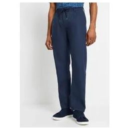 Chinohose bonprix, Herren, Gr. 60, N-Gr, dunkelblau, Web, Obermaterial: 55% Leinen, 45% Baumwolle, relaxed fit, Hosen Chinohose, aus Leinen, mit B&auml;ndchen zur Weitenanpassung, relaxed fit