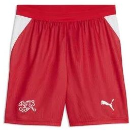 Sporthose Puma "Schweiz 2026 Shorts Herren", Herren, Gr. S, Normalgr&ouml;&szlig;en, rot wei&szlig;, Obermaterial: 100% Polyester. Besatz: 88% Polyester, 12% Elasthan. Einsatz: 100% Polyester, bedruckt, regular fit, Hosen Sporthose