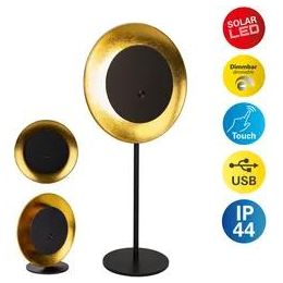 N&auml;ve LED Solarleuchte N&Auml;VE "Solan", goldfraben, B:11,8cm H:41,5cm L:20cm, Leuchten, 4in1 Akku-Solar-Tisch-H&auml;ngeleuchte, Touchschalter, USB, dimmbar