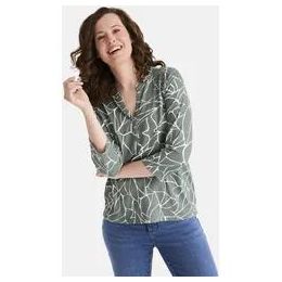 3/4-Arm-Shirt STOOKER WOMEN "MARIE Print Shirt Bluse 3/4-Arm", Damen, Gr. 40/42, gr&uuml;n abstract aop, Jersey, 100% Baumwolle, regular fit, V-Ausschnitt, Shirts 3/4-Arm-Shirt, Regular Fit Shirt Bluse Baumwolle Shirt Knopfleiste f&uuml;r Damen