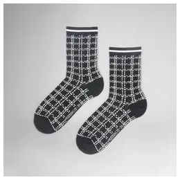 Socken Hudson "Socke Chain", Damen, Gr. 39-42, schwarz (schwarz 0005), Obermaterial: 82% Baumwolle CO. 15% Polyamid PA. 3% Elasthan EL., Socken Socken