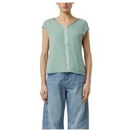Kurzarmshirt comma, Damen, Gr. 40, mint, Single Jersey, Obermaterial: 93% Viskose, 7% Elasthan. Futter: 93% Viskose, 7% Elasthan, unifarben, tailliert h&uuml;ftbedeckend, V-Ausschnitt, Shirts, mit Viskose