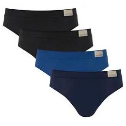 Slip Sloggi "Slip GO Natural Brief C4P 4er Pack", Herren, Gr. XL, bunt (schwarz, blau), Obermaterial: 95% Baumwolle CO. 5% Elasthan EL., Unterhosen Slip