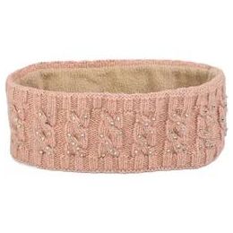 Stirnband styleBREAKER "Stirnband mit Zopfmuster & Strass", Damen, rosa (rose), Obermaterial: 100% Viskose CV., Modisch, M&uuml;tzen Stirnband